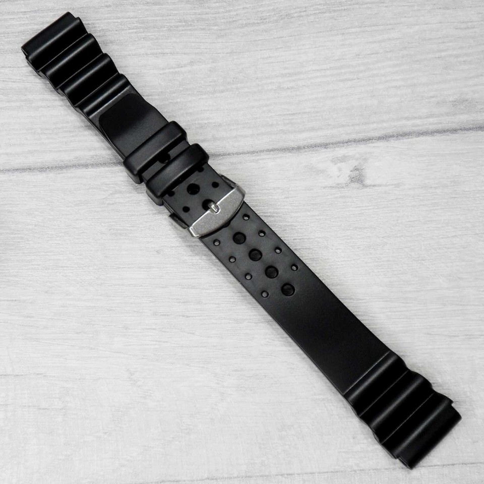 Long Divers Watch Strap PVC Rubber style Black XL 18 20 22 24mm ...