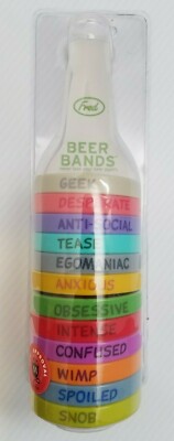 Fred Beer Bands Set 12 Personality Drink Markers Bottle or Can new FREE ...