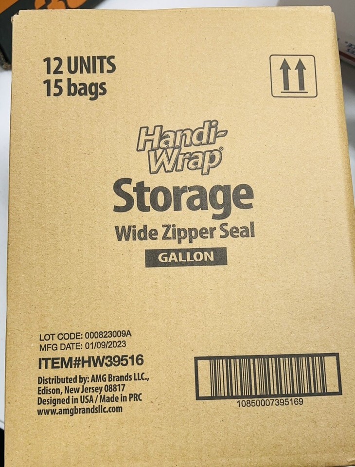 180 Ct Handi-Wrap Gallon Freezer Bags New Wide Zipper Seal Durable ...