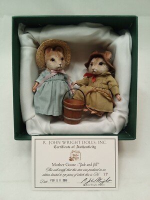New 3" Jack & Jill Mice 77/150 w/Box + Papers R John Wright Dolls VT ...