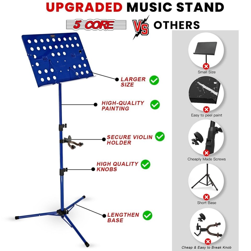 5 Core Music Stand Adjustable Book Stands Foldable Portable Sheet ...
