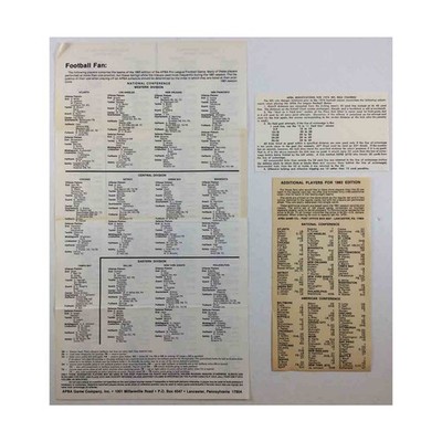 APBA APBA Football Card Sets Football (Complete Season Cards 1981) (1st ...