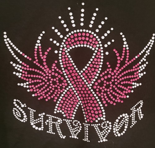 Breast Cancer Awareness Beaded T-shirt Survivor Pink Ribbon M NWOT | eBay