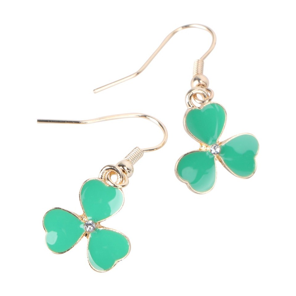 Glitter Shamrock Hanging Stylish Jewelry Party Earrings Four-leaf ...