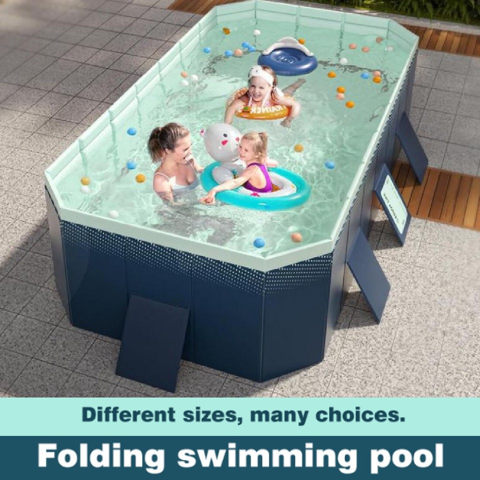 Foldable Swimming Pool Set Above Ground Pools Non-Inflatable Frame ...