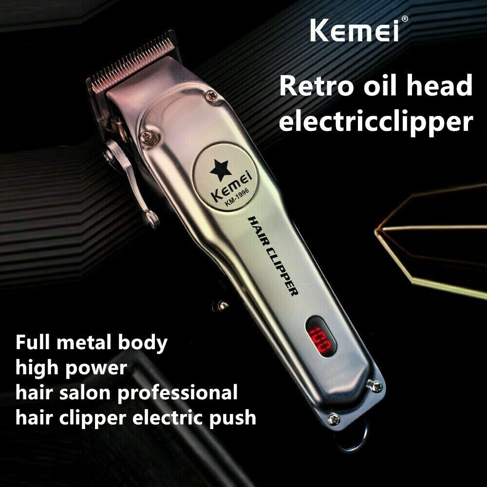 Metal Professional Mens Hair Clippers Electric Cordless Haircut Trimmer ...