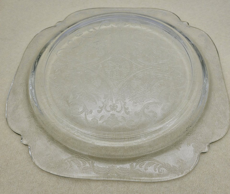 Federal Glass Madrid Pattern Clear Depression Glass Square Dinner Plate ...