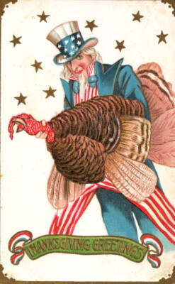1912 PATRIOTIC THANKSGIVING PC UNCLE SAM WITH A TURKEY BY THE NECK! | eBay