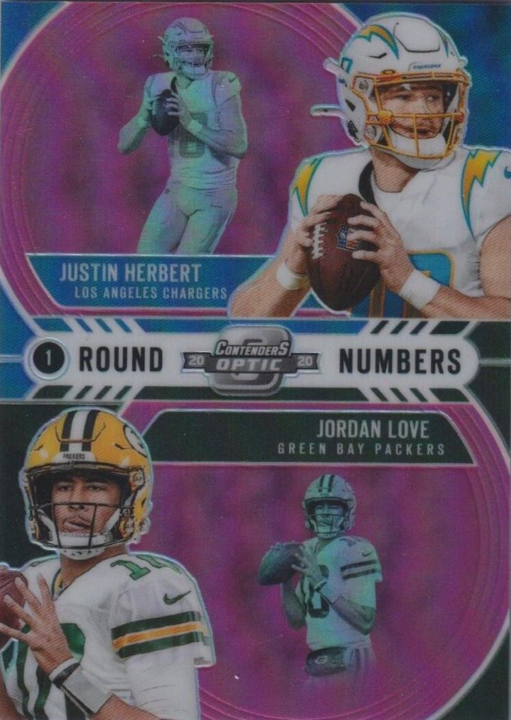 2020 Panini Contenders Optic - Round Numbers Pink #RN2 Justin Herbert ...