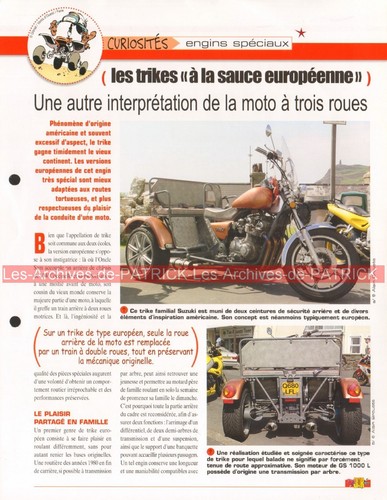 Trikes en Europe SUZUKI GS 1000 KAWASAKI ZX12-R Joe Bar Team Fiche Moto #004871 | eBay