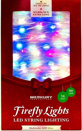 Merkury Innovations 90 LED Multicolor Firefly String Lights Extra Long ...