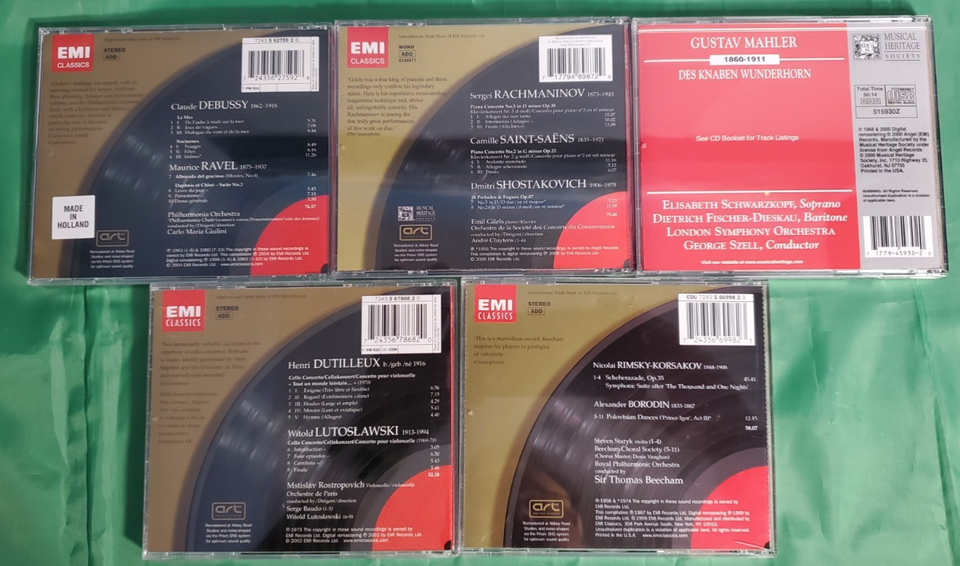Lot of 5 Classical CD's, EMI Classics, Ravel, Debussy, Mahler, Borodin ...