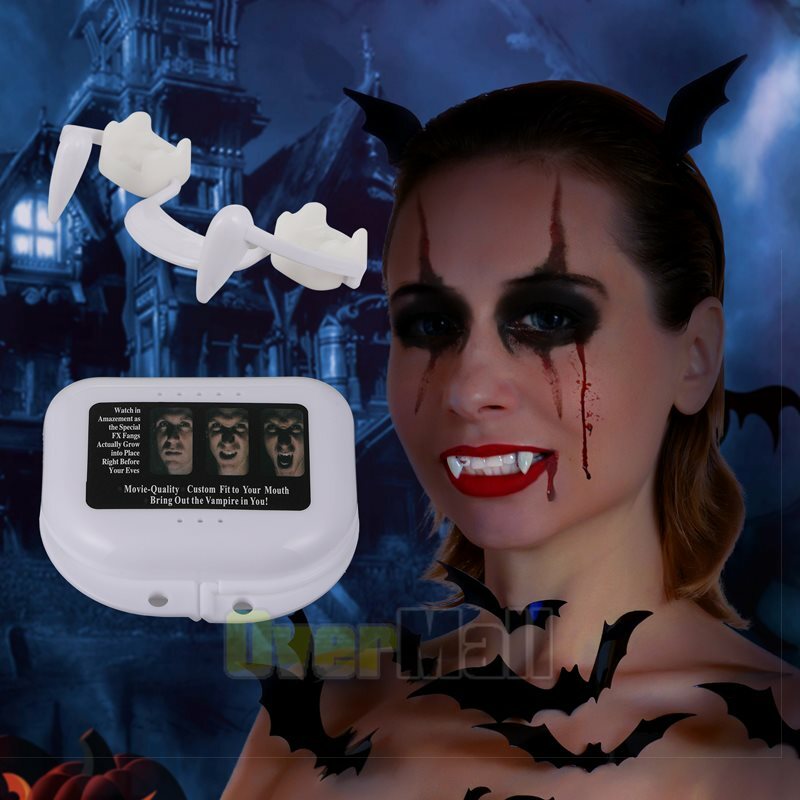 Retractable Vampire Teeth Fangs Halloween Cosplay Makeup Zombie ...