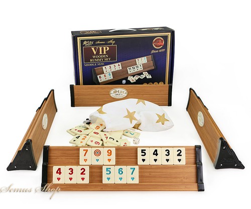 Star V.I.P Kompakt Wooden Rummy Set VIP OKEY mit Melamin Steine Rummy ...