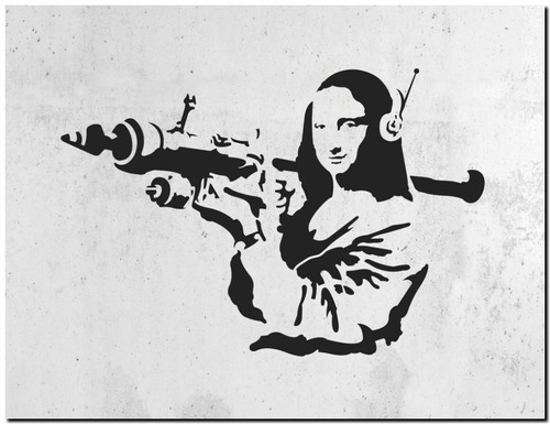 BANKSY STREET ART CANVAS PRINT Da Vinci Mona Lisa Rocket 24"X 16 ...