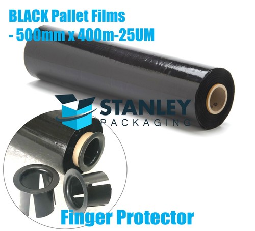 4x Pallet Stretch Film 500mm x 400M 25um Black Wrap+ Free Protectors ...