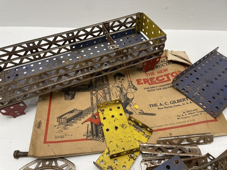 Vintage Gilbert ERECTOR Set PARTS WITH BOOK INSTRUCTIONS | eBay