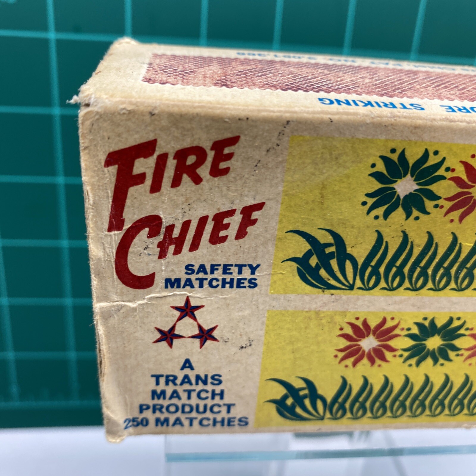 Vintage Fire Chief Kitchen Matches Match Box Strike Anywhere Yellow Box ...