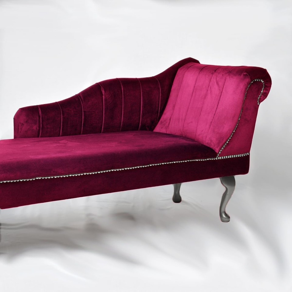Velvet Chaise Lounge Right Hand Tufted Accent Sofa Chair Boysenberry ...
