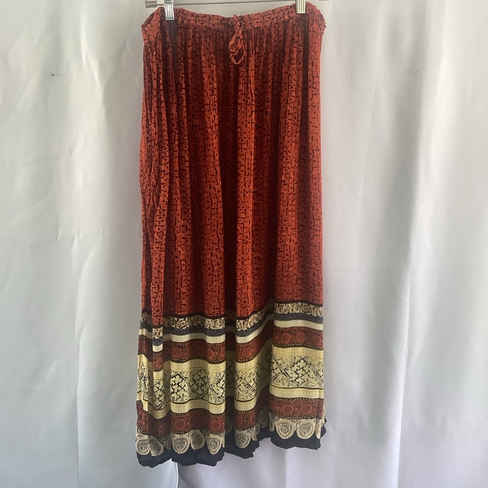 Zoey & Beth BOHO Maxi Skirt M Rayon India Ethnic Festival Gypsy Hippie ...
