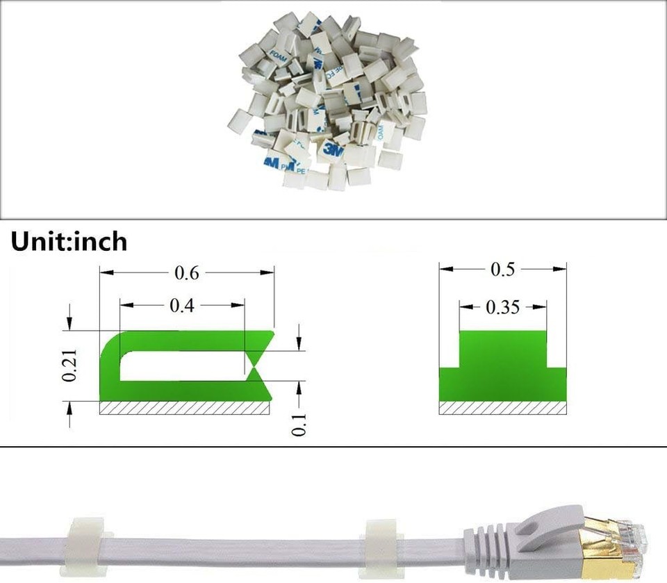 Ethernet Cable Clips Adhesive, Wire Clips Holder, Self Adhesive Wire ...