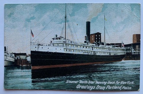 c1900s Ship Postcard Greetings from Portland Maine Steamer North Star ...