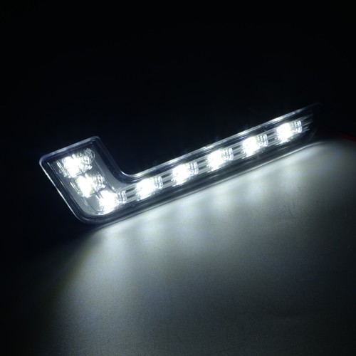 L Shape Universal 8 LED White Daytime Running DRL Day Light Car Light ...