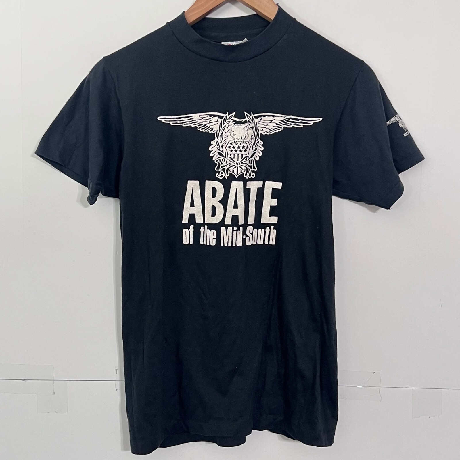 Vintage 80s 90s Hanes Mens T-Shirt Size M Black Abate Of The Mid-South ...