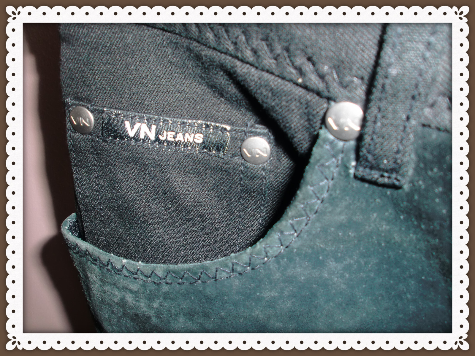 JEANS NEW VOTRE NOM Black Suede Real Leather High Waist Stretch US 6 ...