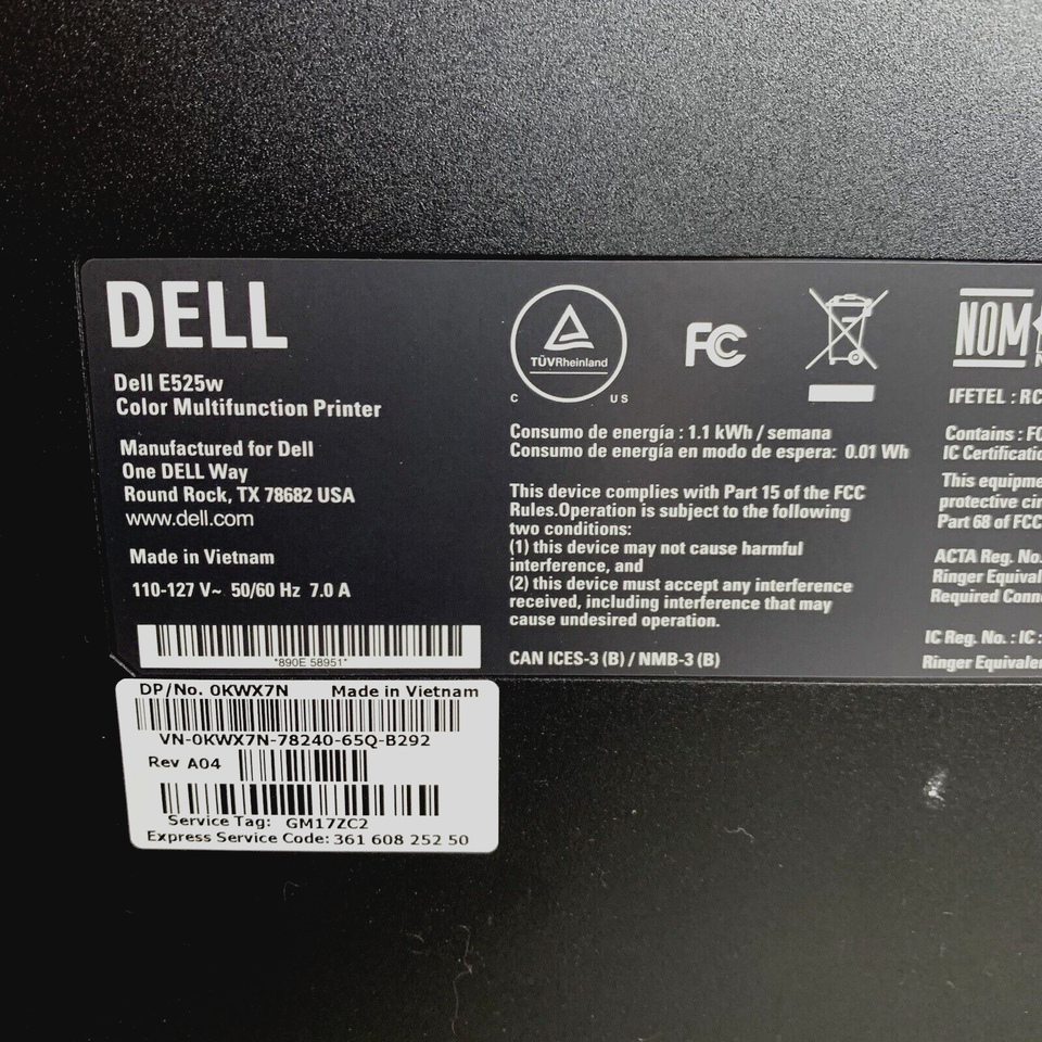 Dell E525W Wireless All-in-One Laser Printer - Tested and Working ...