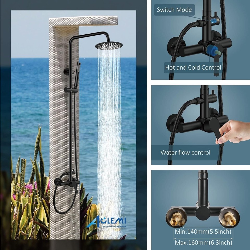 Outdoor Shower Faucet Shower Fixture Combo Set 8" Rainfall Head Kit ...