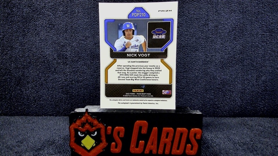 2022 Prizm Draft Picks | Nick Vogt | UC Santa Barbara | Black | PDP210 ...