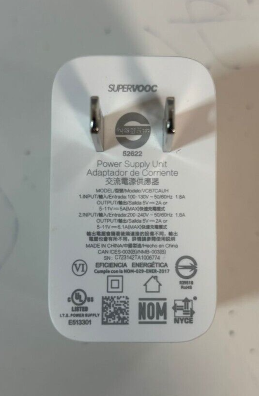 Oneplus SUPERVOOC 67W USB-A Wall Warp Charger w USB-A - USB-C for 11/12 ...
