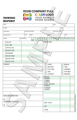 250 Color Custom Carbonless Towing Register Report Form / Invoice | eBay