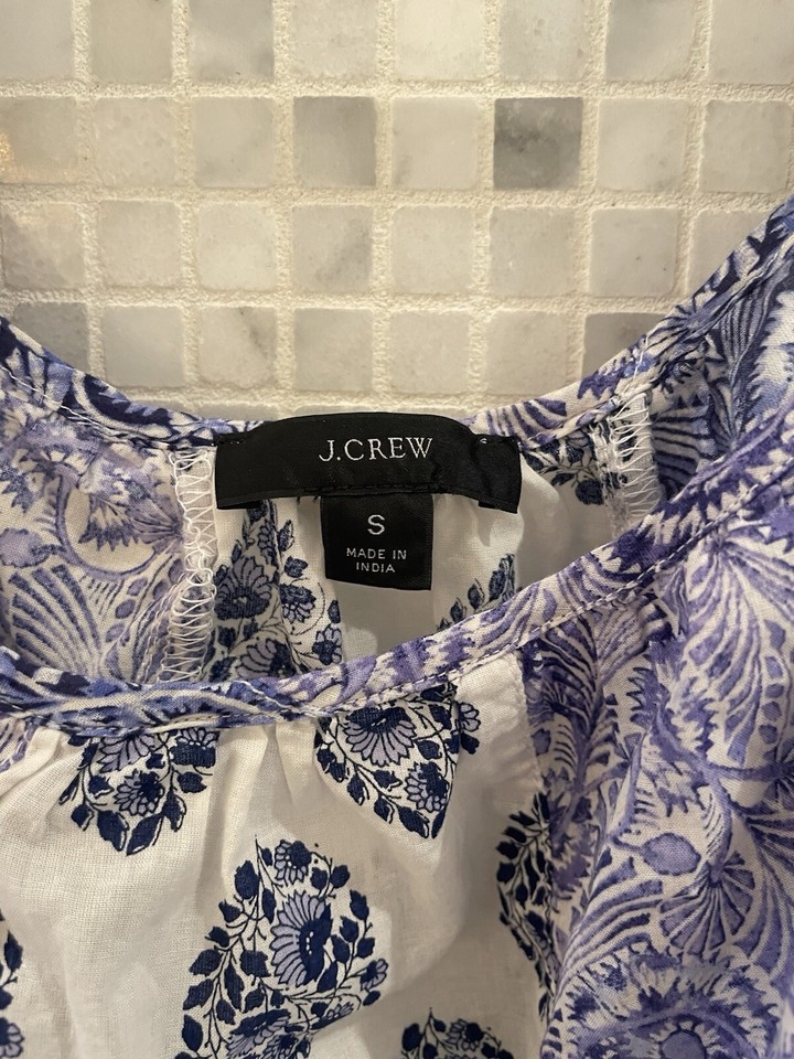 J Crew Women’s Blue White Summer Top Shirt Size Small EUC Balloon ...