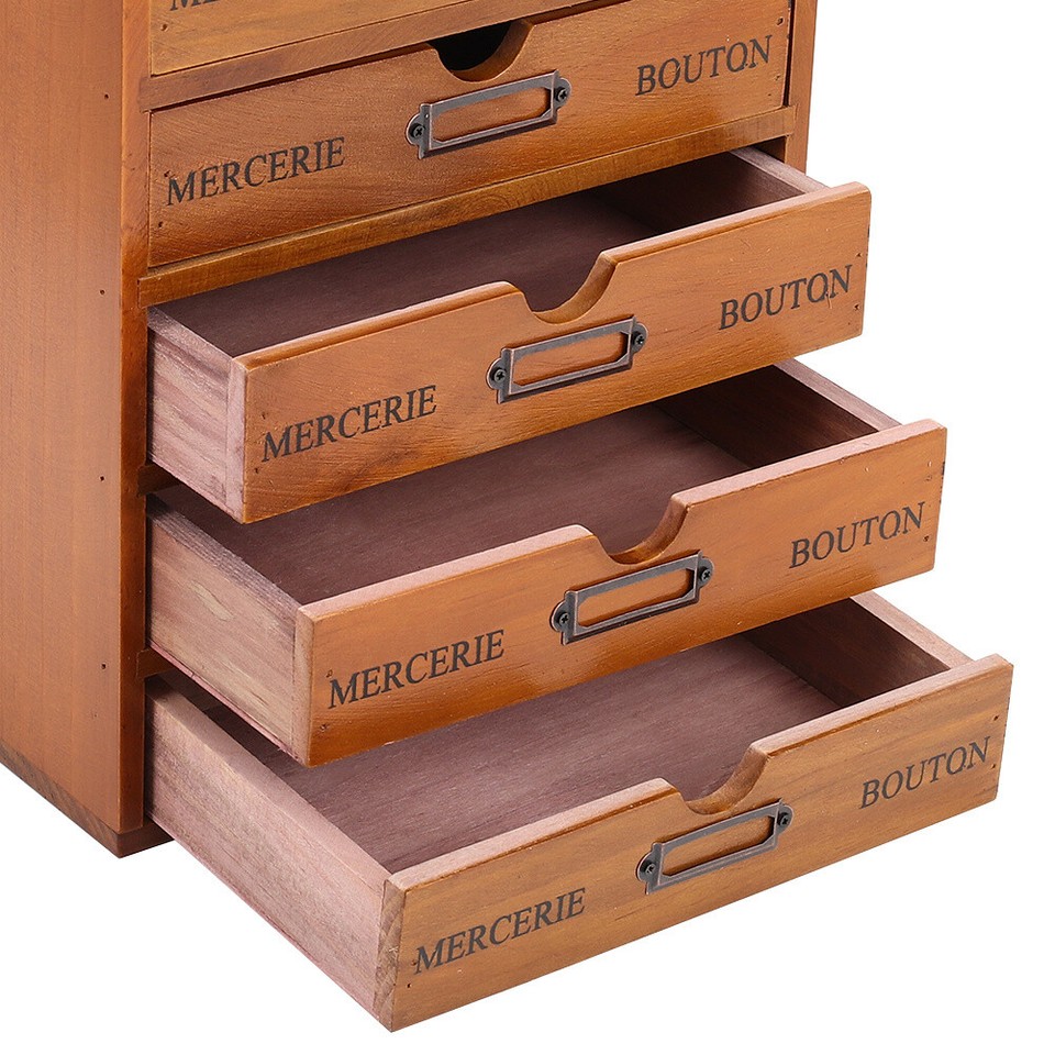 Wooden Mini Chest of Drawers Home Office Desktop Storage Box Jewelry ...