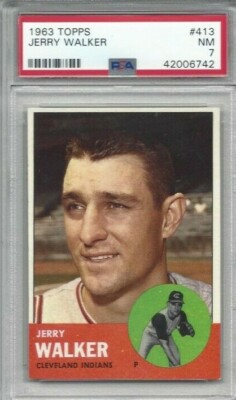 1963 Topps baseball card #413 Jerry Walker, Cleveland Indians graded ...