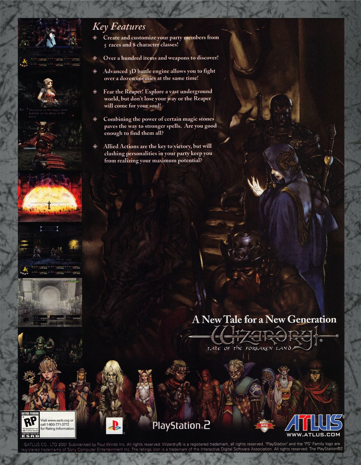 Wizardry Tale of the Forsaken Land Atlus RPG PS2 2001 Vintage Print Ad ...