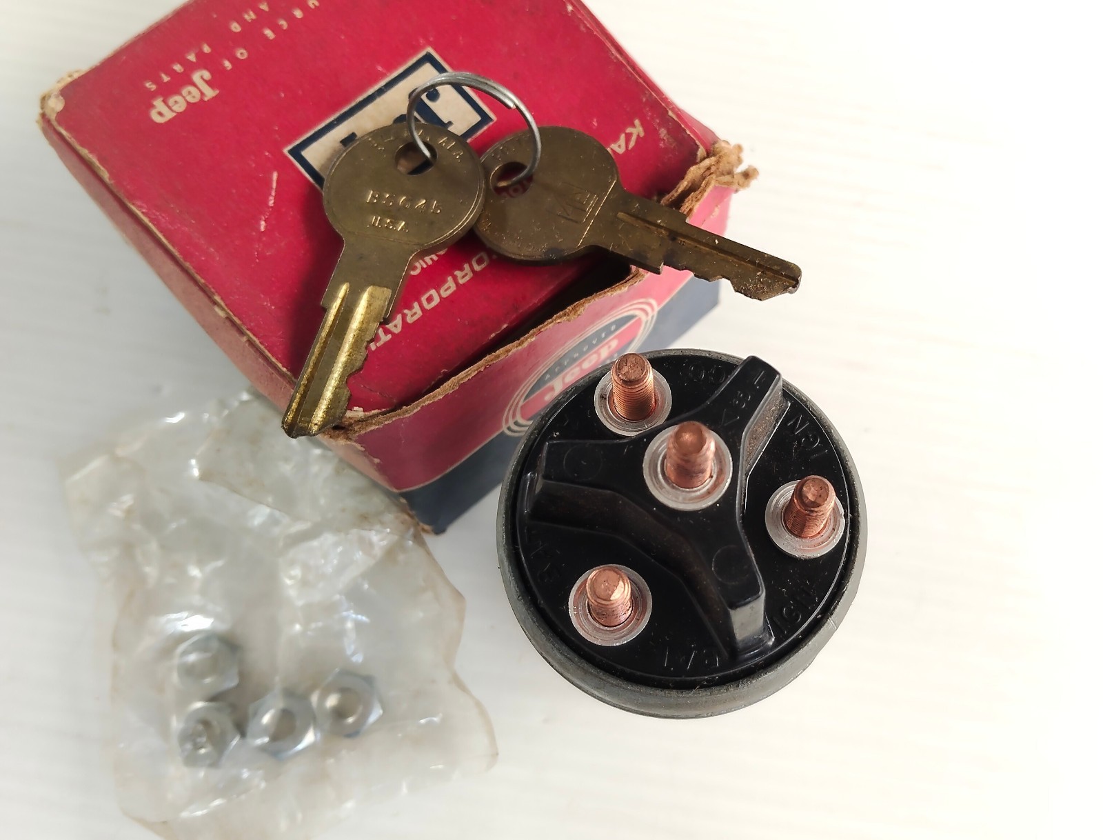 Nos/USA Bs645 Ignition Switch & 2 Keys For Jeep Willys CJ2A CJ3A CJ3B ...