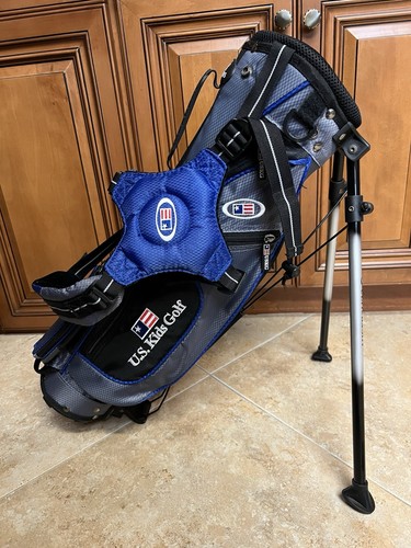 US Kids USKG 45 Gray Blue 4 Way Junior Carry Stand Dual Strap Golf Bag ...