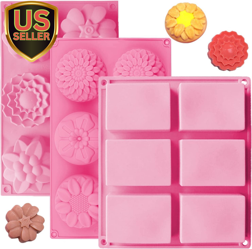 3 Pack Silicone Soap Molds, 6 Cavities Flower Making Mold, Included ...