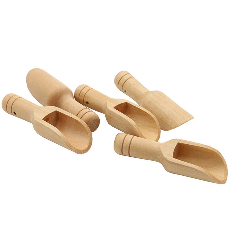 Mini Wooden Scoops Bath Salt Spoon Candy Flour Spoon Scoops Kitchen ...
