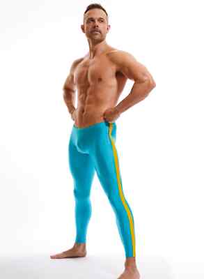 N2N Bodywear Men turquoise BLUE Hero tights runner activewear size M L ...