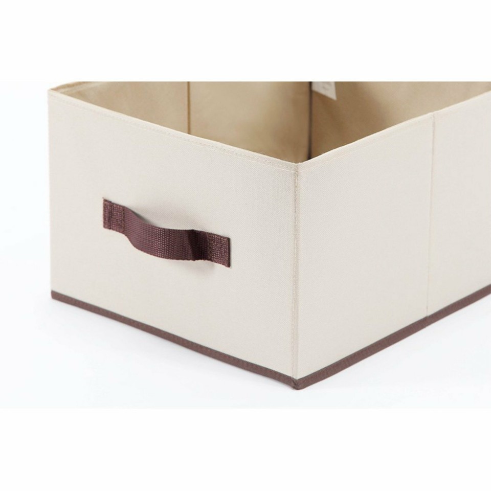 Lidded Canvas Storage Boxes with Handle For Closet Shelf Drawer ...