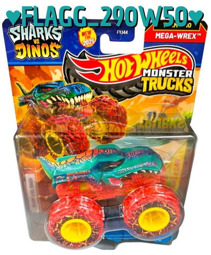 SHARKS AND DINOS Hot Wheels Monster Trucks MEGA-WREX Team Dino NEW 2025 ...