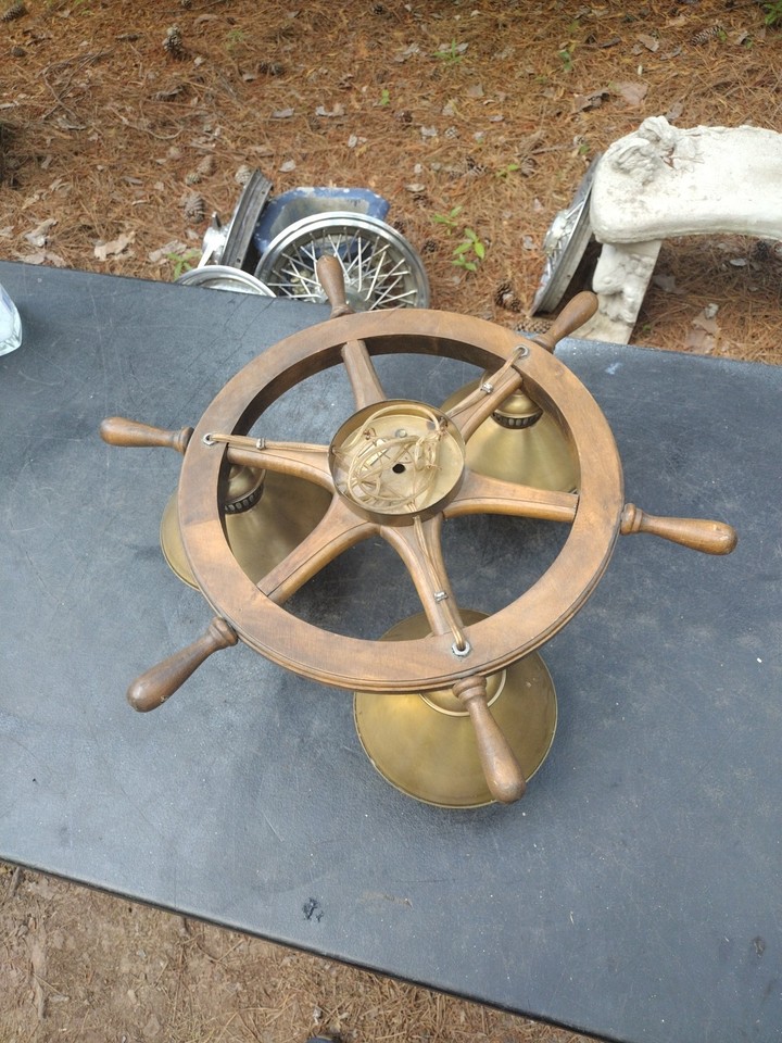 Vintage Nautical Ships Wheel Ceiling Three Light Fixture | eBay