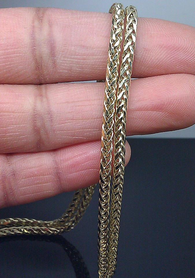 Real 10k Yellow Gold 24 Inch Palm Chain Necklace 3mm Men/ women On Sale ...