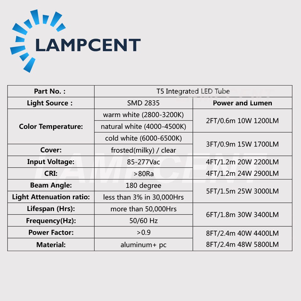10-100/Pack T5 LED Tube Dimmable 4FT 1.2m 20W Integrated Bulb Shop ...