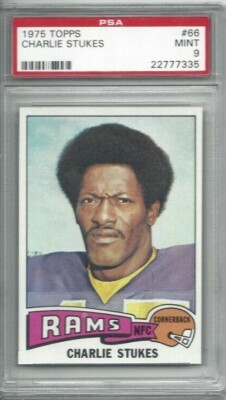 1975 Topps football card #66 Charlie Stukes, Los Angeles Rams graded ...