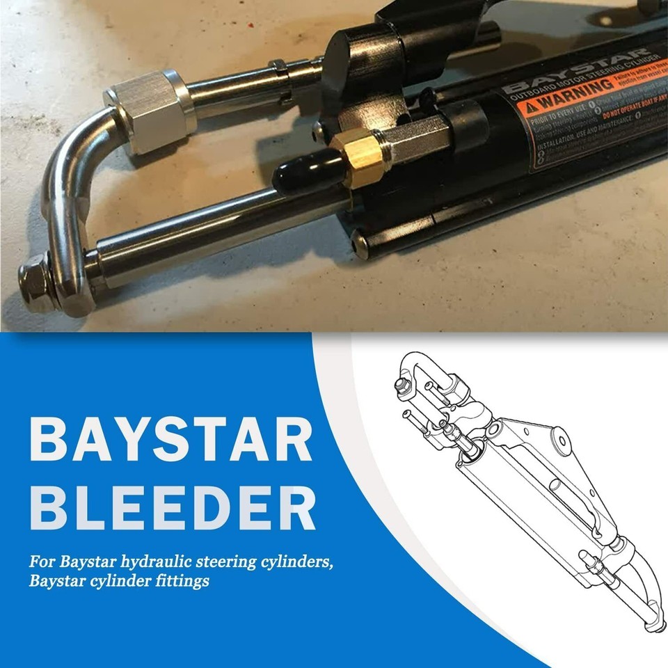 Hydraulic Steering Cylinder Bleeder Tee Kit for SeaStar HF4202, Baystar ...